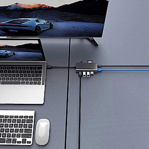 USB C Hub, 8 in 1 USB Type C Adapter with 4K HDMI, RJ45 Ethernet 1000Mbps, 3 USB 3.0, SD/TF Card Reader, Type C PD Charging Port for MacBook PRO/Air, iPad PRO, Mac