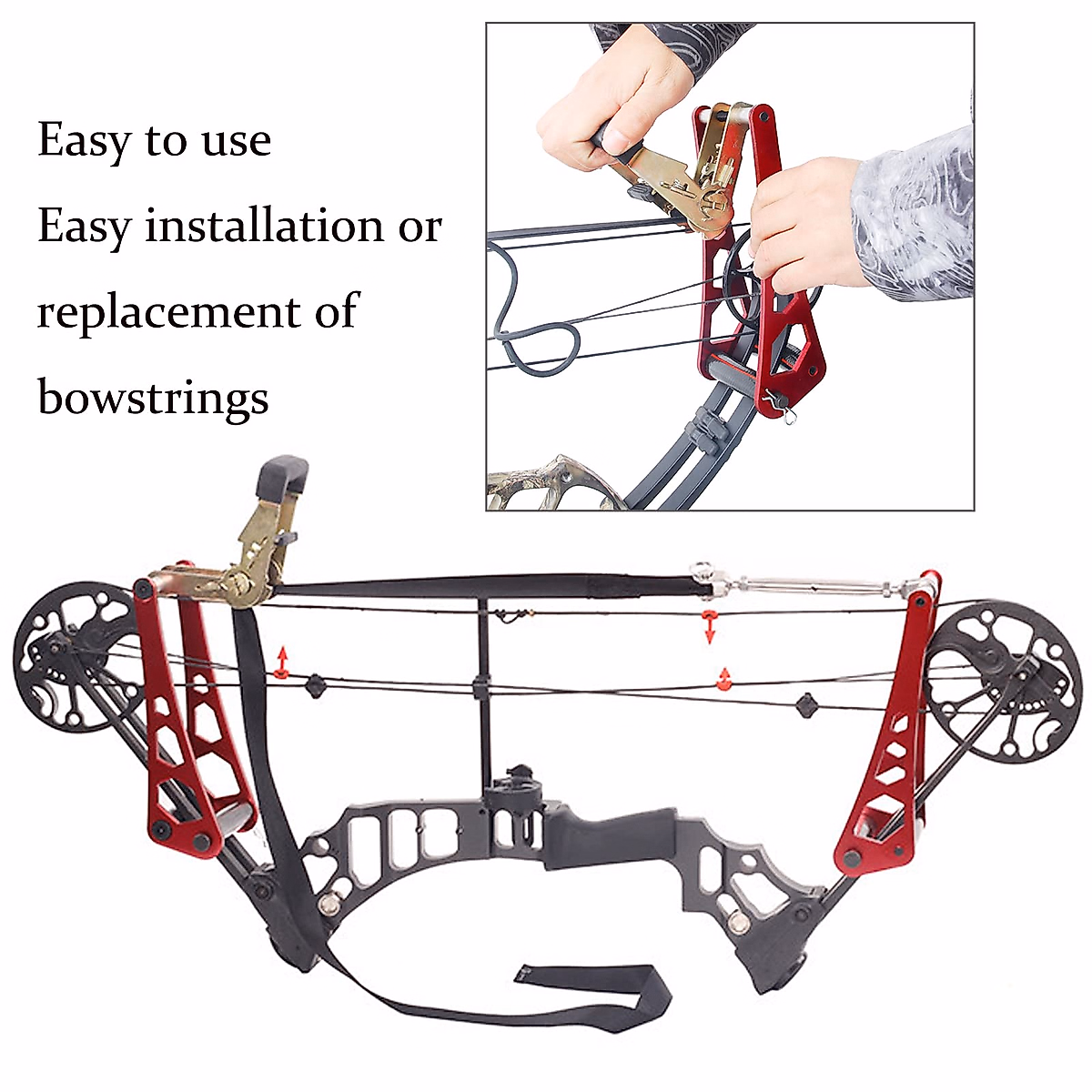 Compound Bow Press Archery Bow Press Hand Held Bow Press Universal Compound Bows Tuning Tool Accessories for Shooting Hunting (Red)