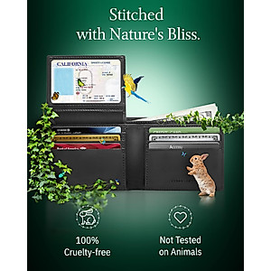 Access Denied Vegan Leather Bifold Wallets For Men - Cruelty Free Non Leather Mens Wallet With ID Window RFID Gifts For Him