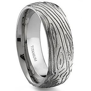7 Degree Wood Grain Titanium Band Ring Sz 9.5 SN#558