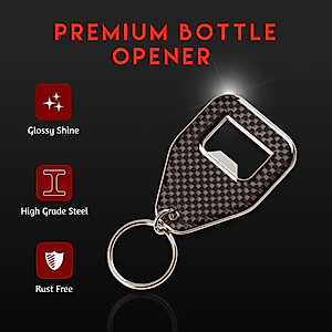 AXS Carbon Fiber Bottle Opener keychain - Pack of 2 - Ultralight and Canonical Size Keychain for the Outdoor Parties - Travel Accessories for Men and Women