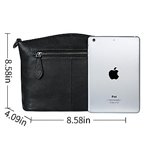 HESHE Crossbody Purses for Women Genuine Leather Purses and Handbags Designer Satchel Purses with Multi-Pockets Vintage Small Shoulder Bags Ladies Hobo Bag (Black)