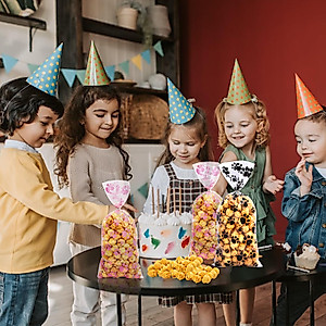 BLMHTWO 100Pcs Pet Paw Print Treat Bags, Dog Treat Bags Cellophane Treat Bags Paw Print Goodie Bags with 100 Silver Twist Ties for Pet Birthday Party Favor (50Pcs Balck & 50Pcs Pink)