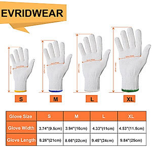 Evridwear Cotton Polyester String Knit Shell Safety Protection Work Gloves for Painter Mechanic Industrial Warehouse Gardening Construction Men & Women 12 Pairs, no Dots, Large Size