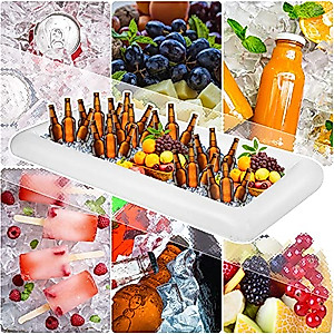 10 Packs Inflatable Serving Bars Ice Buffet Salad Serving Trays Large Food Drink Cooler Holder Containers for Indoor Outdoor BBQ Picnic Pool Beach Summer Luau Party Supplies