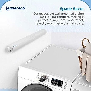 LAUNDRANET Retractable Clothes Drying Rack - Flat Hanging Mesh Drying for Delicate Clothes and Sweaters – Eliminate Bumps and Stretching from Hangers and Lines - 24" Wide and Opens Up to 72" - 1 Pack