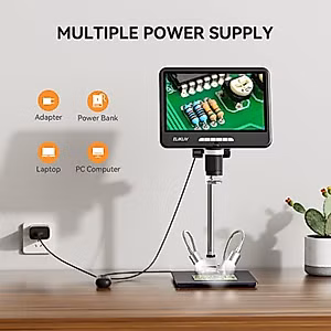 Elikliv EDM402 Max 10.1" HDMI Digital Microscope 1200X with 2K IPS Screen, 24MP LCD Digital Microscope with 64GB TF Card, Bottom Transmitted Light, 10" Long Stand for Entire Coin, PC/TV Compatible