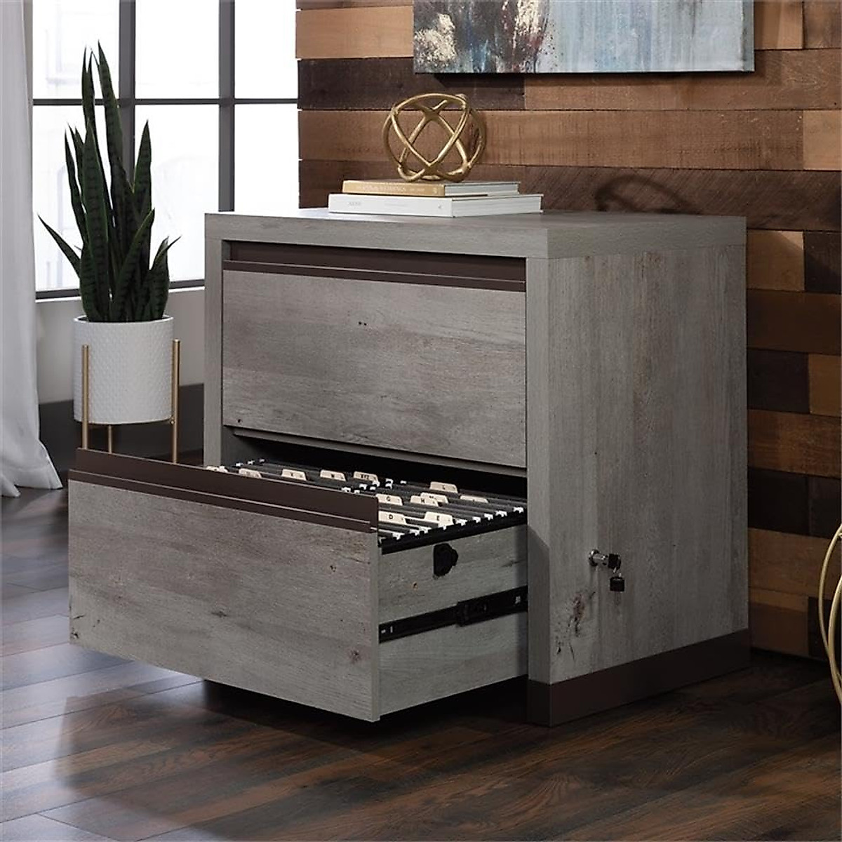 Pemberly Row Engineered Wood 2-Drawers Lateral File Cabinet Mystic Oak