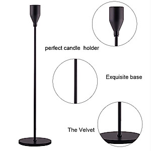 SUJUN Matte Black Candle Holders Set of 3 for Taper Candles, Decorative Candlestick Holder for Wedding, Dinning, Party, Fits 3/4 inch Thick Candle&Led Candles (Metal Candle Stand)