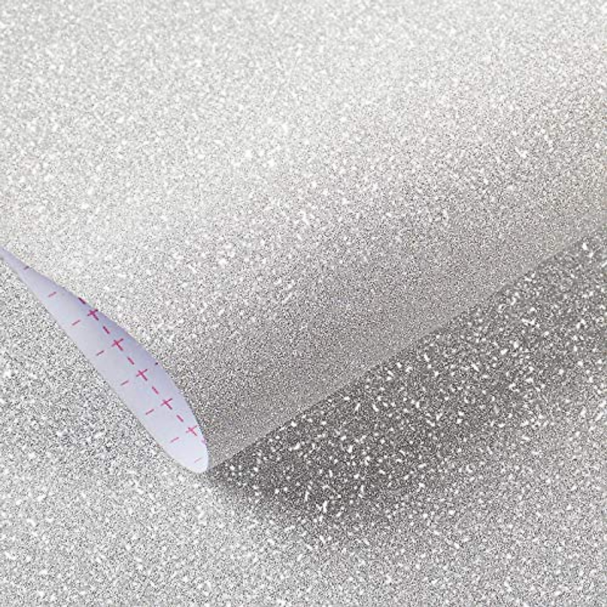 Livelynine 15.8x394 Silver Glitter Wallpaper Peel and Stick Decorative Contact Paper for Dresser Counters Tabletop Desk Crafts Walls Self Adhesive Silver Wall Decor Waterproof Glitter Vinyl Wrap