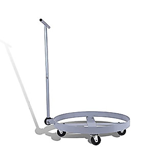 Wefrib 55 Gallon Drum Dolly 1000 Pound Drum Cart Multi Purpos Barrel Dolly Cart with Ajustable Handle Steel Frame Dolly with 4 Swivel Casters Wheel Non Tipping Hand Truck Capacity Dollies(Grey)