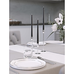 CANDWAX 10 inch Taper Candles Set of 4 - Tall Candles Unscented - Black Candles Tapered Candle Sticks Perfect as Household Candles or Dinner Candles - Coal Black Candles