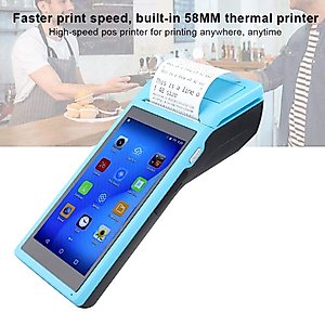 Android POS Terminal Receipt Printer,Handheld Receipt Printers with 5.5- inch Touch Screen support 3G, WIFI, BT3.0 / 4.0 for iBeacon,Quad Core CPU Portable Receipt Print Built-in All-in-One(blue)