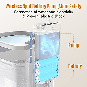 MEGADOO Wireless cat Fountain, Battery Driven Automatic Fountain with Motion Sensor, 74oz/2.2L Ultra Quiet cat Fountain Basin, with 3 Large Filters, Suitable for Cats, Dogs, and Multiple Pets