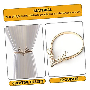 Garneck 2pcs Curtain Shower Curtain Straps Antler Curtain Holdbacks Curtain Cord Tieback Torkstrap Shower Curtain Spring Decorative Curtains Metallic Curtains Simple Curtain Holders Golden