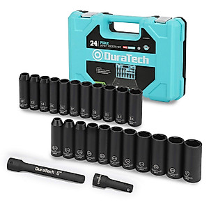 WORKPRO 1/2" Drive Air Impact Wrench and 24-Piece Impact Socket Set