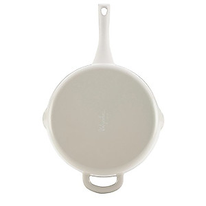 Ayesha Curry Enameled Cast Iron Skillet/Fry Pan with Pour Spouts, 10 Inch, French Vanilla