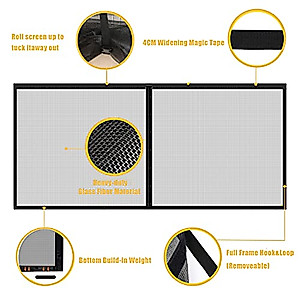 Garage Door Screen for 2 Car 16x7FT- Magnetic Reinforced Fiberglass Garage Door Screen,Stronger 2350g（5.2LB） High Energy Magnets ，Hands Free Magnetic Screen Door Black
