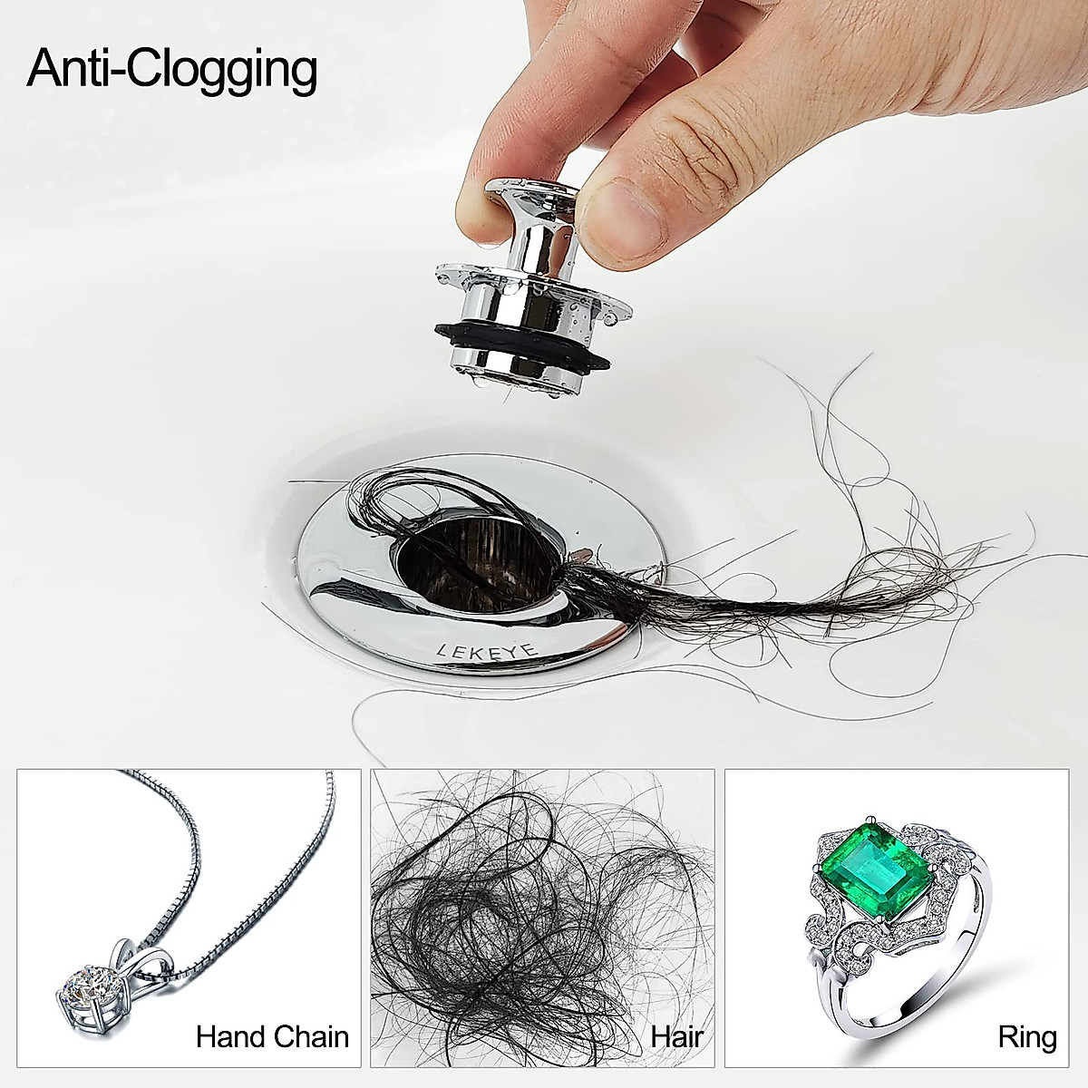 LEKEYE Shower Drain Hair Catcher | Bathroom Drain Stopper | Drain Plug with Filter Hair Catcher