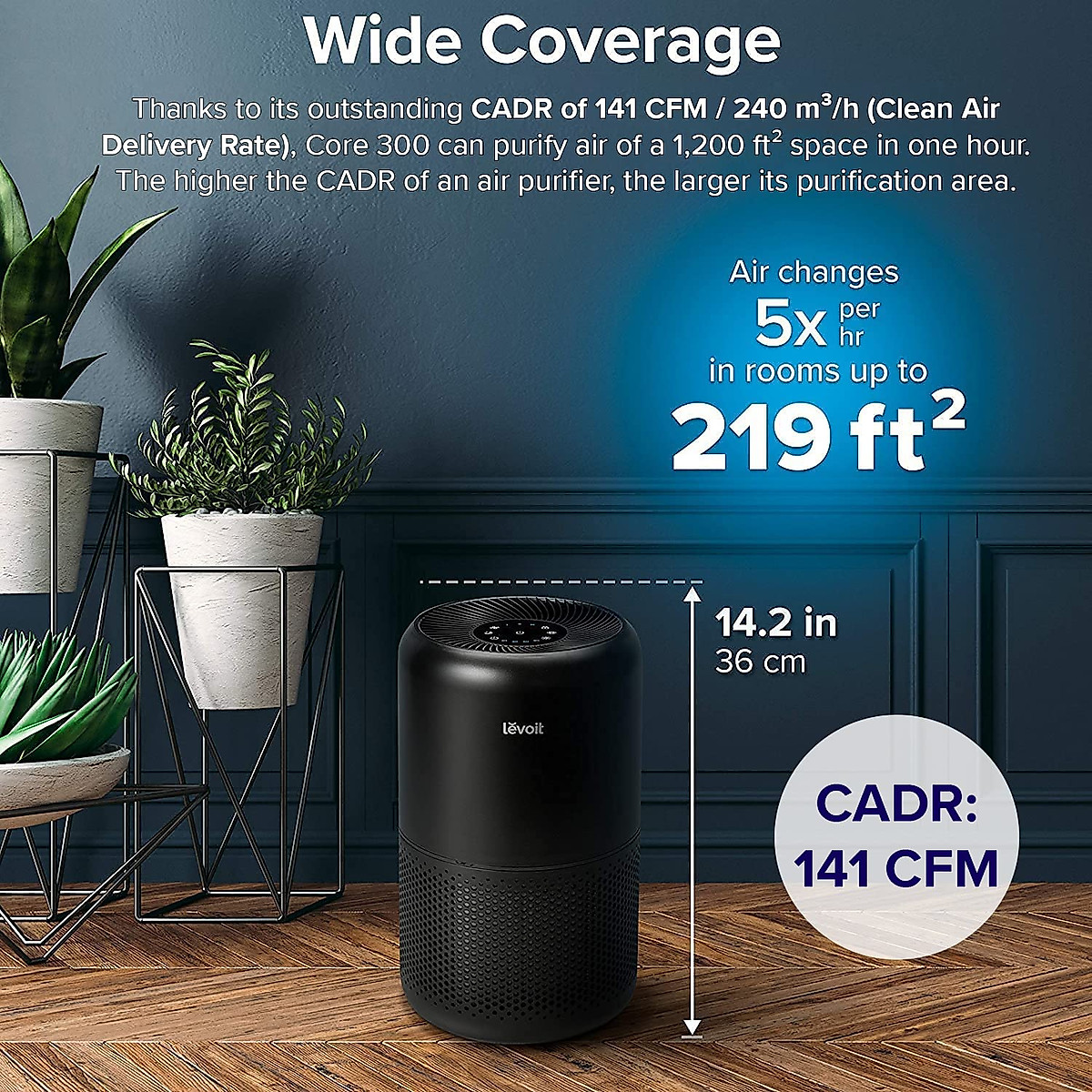 LEVOIT Air Purifier for Home Allergies Pets Hair in Bedroom, Black & 4L Humidifiers for Bedroom Large Room & Essential Oil Diffuser, Quiet Cool Mist for Home, Blue