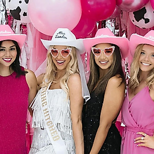 JUSTOTRY Bride Sunglasses For Bachelorette - Pink Bride To Be Sunglasses with Rhinestone For Bachelorette Party Gifts Accessories Party Favors (Heart Shape)