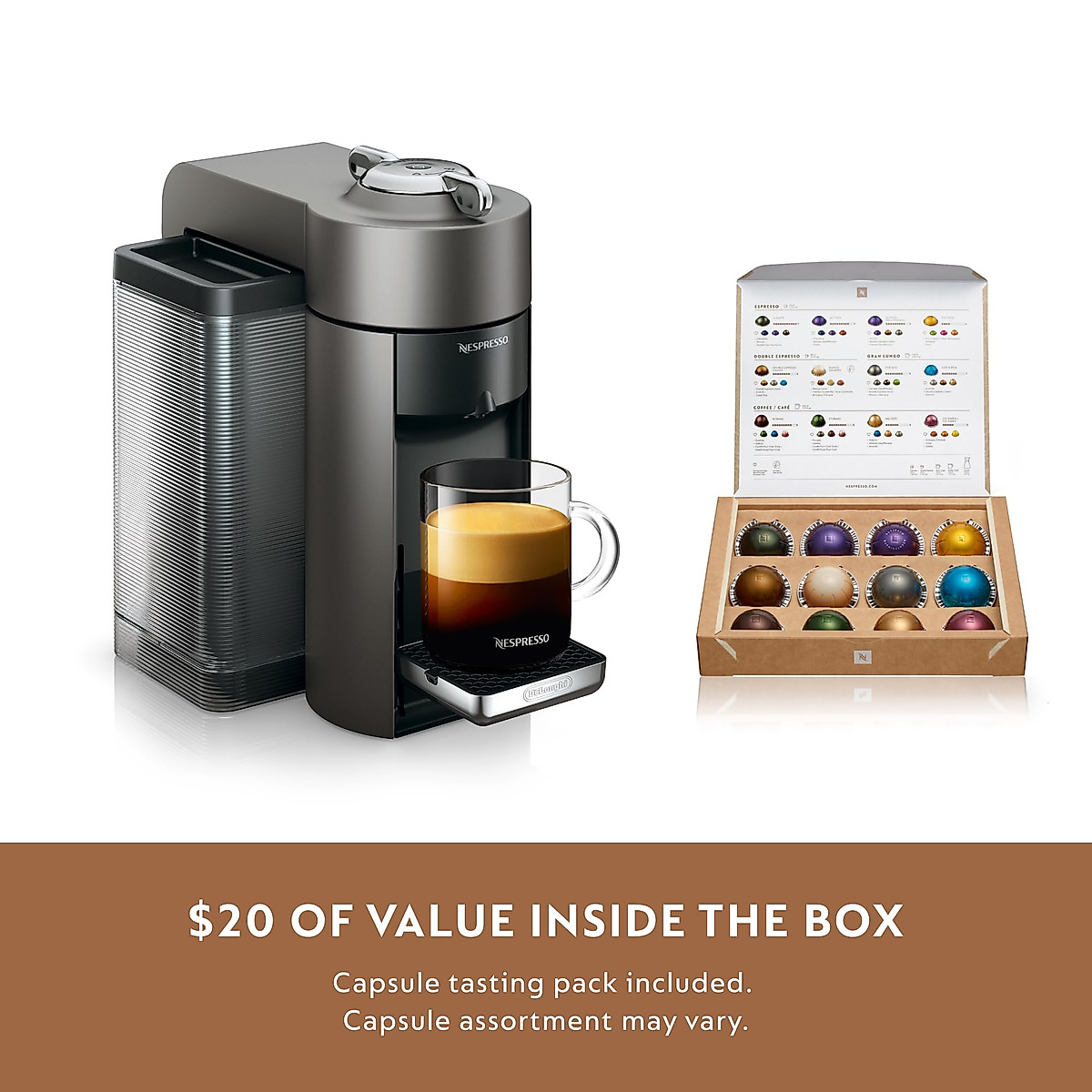 Nespresso Vertuo Coffee and Espresso Machine by De'Longhi, Titan