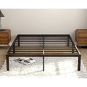Eavesince Queen Bed Frame 14 Inch High Max 1000 Pound Heavy Duty Sturdy Metal Steel Queen Size Platform No Box Spring Needed Black
