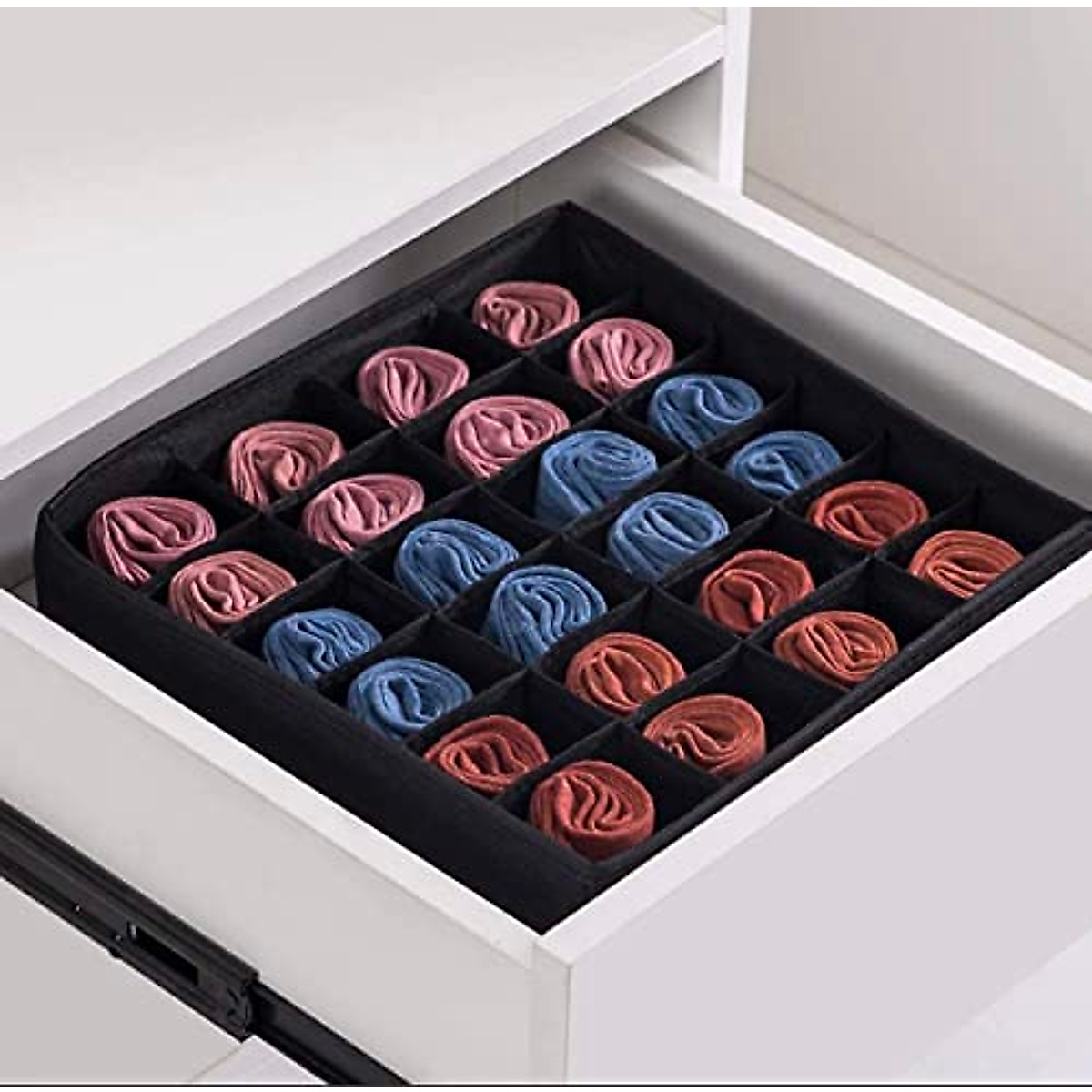 2 Pack Drawer Organizers for Clothing , Clothes Organizer w/ Underwear Organizer , Clothes Organizer for Folded Clothes w/ Space Saving Hangers , Non-Woven Clothing Organizer, Drawer Organizer Clothes