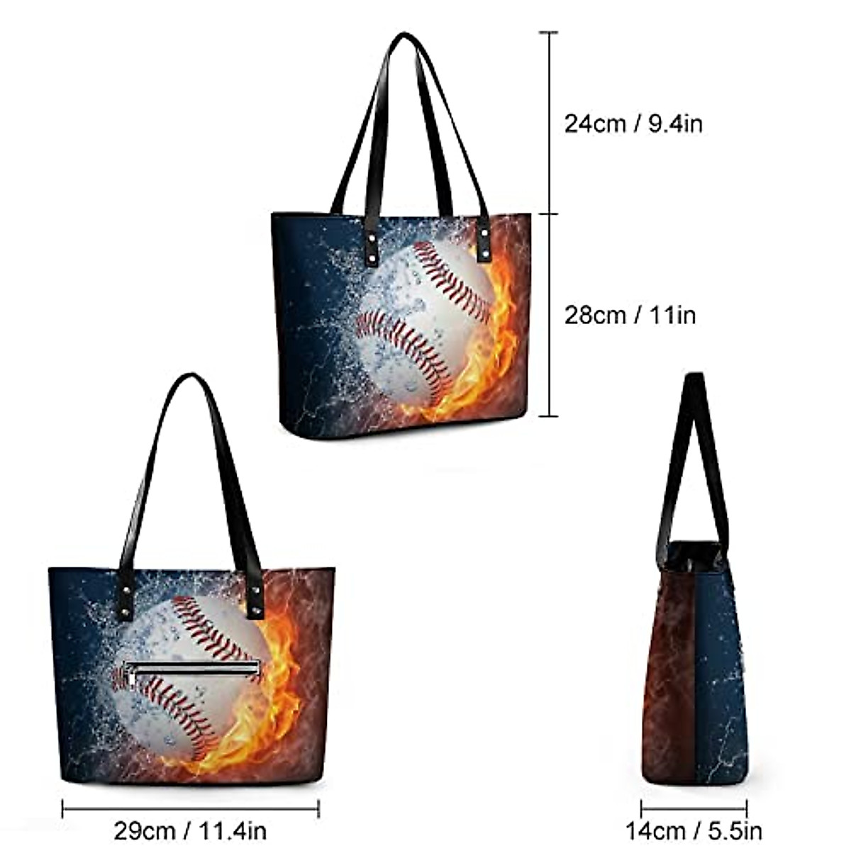 Womens Handbag Baseball Ball Leather Tote Bag Top Handle Satchel Bags For Lady