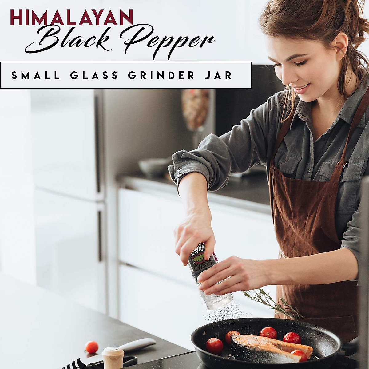 Himalayan Chef Pink Salt and Black Pepper Grinder Set – Refillable Glass Grinder, 5.3 Ounce, Non-GMO, Vegan & Kosher Certified, Perfect for Cooking and Seasoning