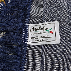 Modefa Turkish Islamic Prayer Rug - Large Wide Velvet Carpet - Soft Muslim Janamaz Sajada - Thick Turkish Prayer Mat for Men & Women - Ramadan or Eid Gift - Free Kufi Cap - Plush Paisley (Navy Blue)