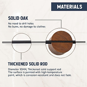 MYHUONGVN Towel Racks for Bathroom - Towel Holder for Bathroom Wall - Hand Towel Holder for Bathroom - Bathroom Hand Towel Holder - 20-Inch Walnut and Black Aluminum Bar