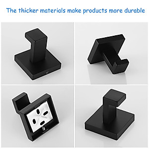 Durafe Towel Hooks for Bathrooms,Matte Black Robe Towel Hooks Wall Mounted 304 Stainless Steel for Bath Coat Shower Kitchen Heavy Duty Wall Hooks 2 Pack