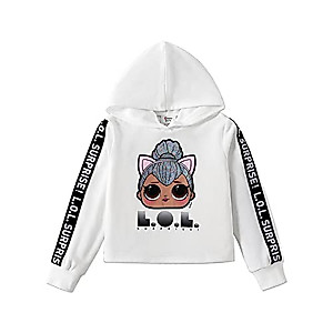 L.O.L. Surprise! Girls Longsleeve Hoodie Kids Pullover Sweatershirts for Girls Top Outfit 5-12 Years White