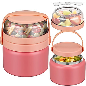 2-in-1 Insulated Food Jar 8oz Soup Thermo with Snack Container Kids Thermo for Hot Food Lunch Containers Wide Mouth Vacuum Stainless Steel Leak Proof for School Travel