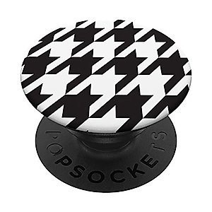 Houndstooth Black and White Pattern Print PopSockets PopGrip: Swappable Grip for Phones & Tablets