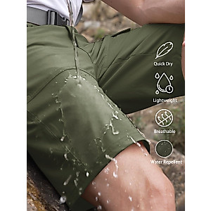 CRYSULLY Men's Hiking Outdoor Shorts Quick Dry Casual Breathable Fishing Camping Cargo Summer Shorts Army Green 32