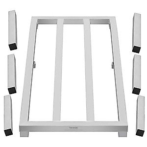 VEVOR Aluminum Dunnage Rack, 60” x 20” Commercial Food Floor Rack, 12” Off The Floor, 1800 lbs Capacity All-Welded Aluminum Storage Rack, for Storage in Restaurants, Kitchens, Garages and Vehicles