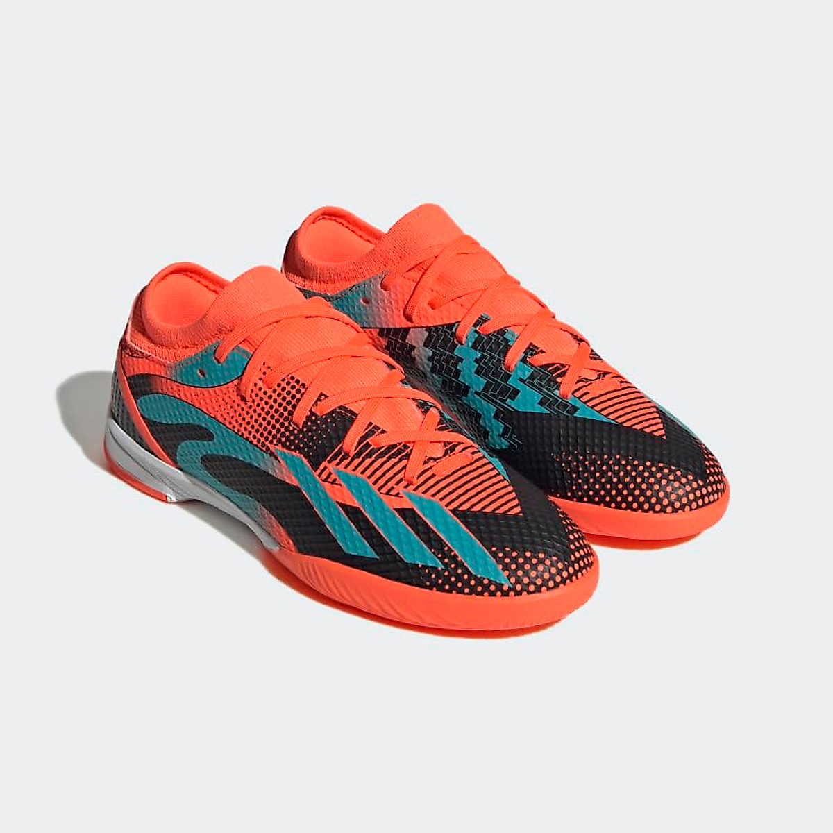 adidas X SPEEDPORTAL Messi.3 Indoor Soccer Shoe, Team Solar Orange/Mint Rush/Black, 2 US Unisex Little Kid