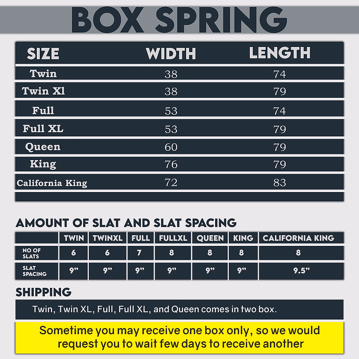 Continental Sleep, 8-Inch Sturdy Wood Box Spring for Mattress Support - Durable and Fully Assembled, Natural Wood Foundation for King, White