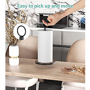 OROPY Paper Towel Holder for Countertop, Heavy Weighted Faux Marble, Kitchen Paper Roll Holder Stand for Standard or Jumbo-Sized Rolls