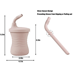 PandaEar Silicone Baby Feeding Set | 9PCS Baby Led Weaning Supplies Self Feeding Utensils | Divided Suction Plate Bowl Bibs Sippy Cup with Baby Snack Container Spoons Forks (Pink)