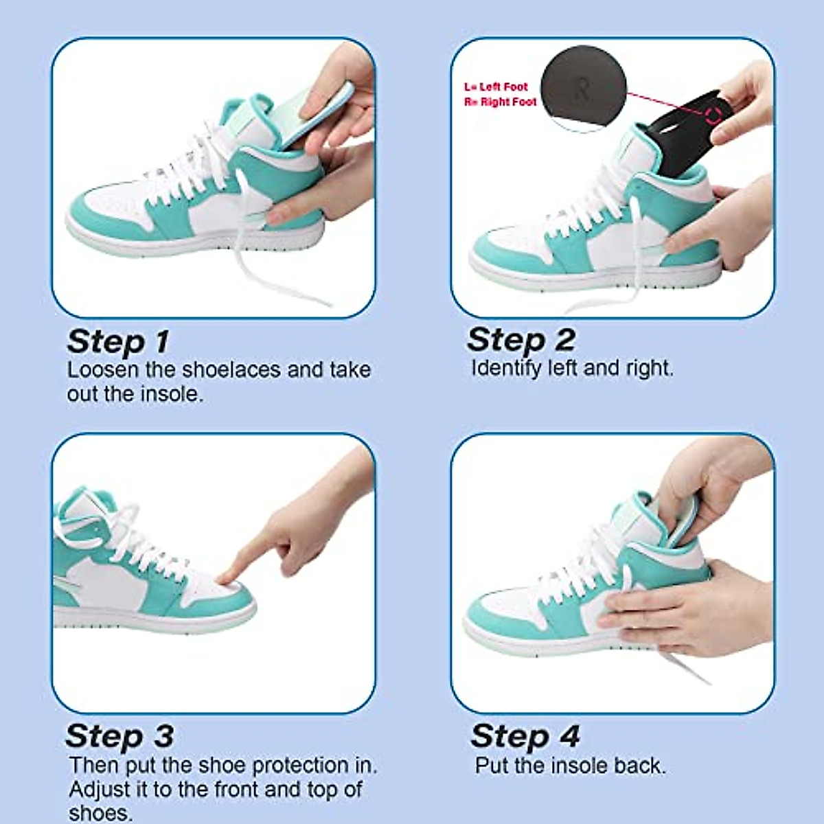 YOLOPARK 6 Pairs Shoe Anti creases protectors, No Creases Shoe Inserts Prevent Sneaker Air Forces Jordans Wrinkle Men's 7.5-13 / Women's 5-8