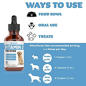 Vitamin D for Dogs | Supports Strong & Health Bones | Vitamin D Supplements for Dogs | Vitamin D Dog | Dog Vitamins and Supplements | Dog Vitamins Multivitamin | Vitamins for Dogs | 1 fl oz