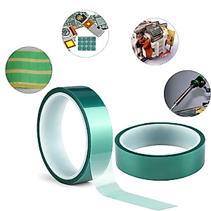 3-Pack Green Polyester Hi-Temp Masking Tape Multi-Sized Value Bundle;1/2 inches,1 inches & 2 inches PET Tape with Silicone Adhesive,Ideal for Painting,Powder Coating,Anodizing,Circuit Boards
