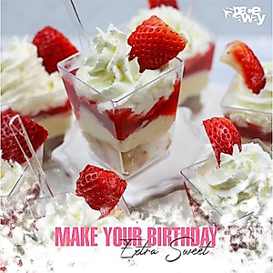 Space Away 50Pack 5oz Dessert Cups Square Parfait Cups with Lids Dessert Bowls Clear Dessert Cups with Lids & 50 Spoons for Parties & Events Mini Dessert Cups Appetizers Pudding Fruit Ice Cream Cups