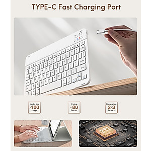 CHESONA Keyboard Case for iPad 10th Generation 10.9-inch 2022, Detachable Bluetooth Keyboard, Stand Folio Keyboard Cover with Pencil Holder, Rechargeable Keyboard for iPad 10th Gen 2022 (White)