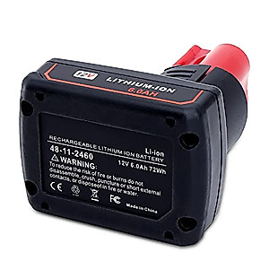 Yongcell 2-Pack 12V 6.0Ah M12 Battery Replacement for Milwaukee 12-Volt M12 Lithium XC 6.0Ah Extended Capacity Cordless Power Tools Battery 48-11-2460 48-11-2440 48-11-2402 48-11-2411