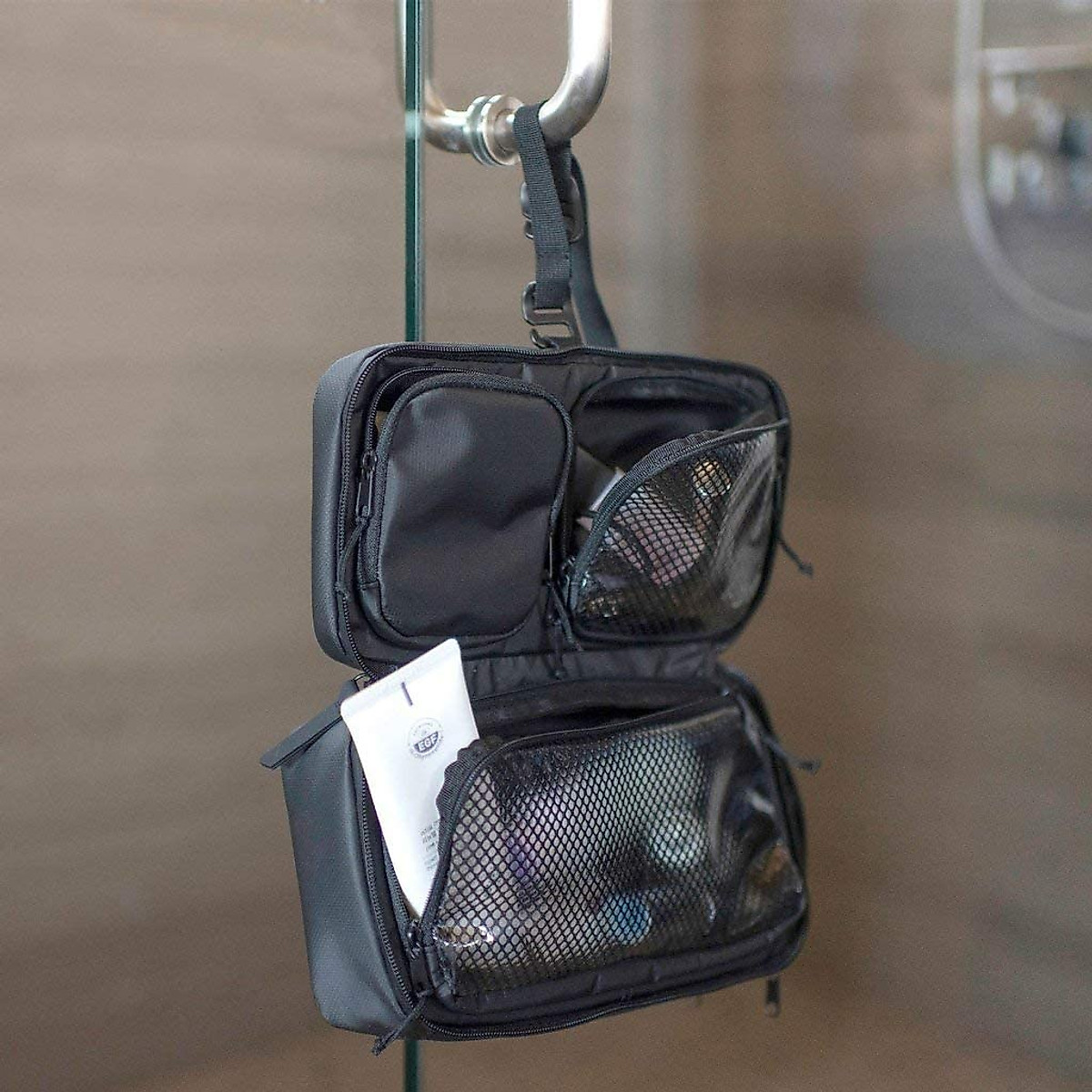 NOMATIC Toiletry Bag - Water Resistant Storage Case for Shaving Kit, Makeup, Toiletries - Mini Hanging Toiletry Bag for Men and Women (Small V2, Black)