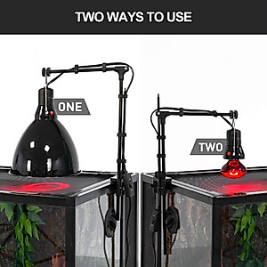 REPTI ZOO 8.5 inch Reptile Light Fixture 200W 2 in 1 E26 Base with Removable Ceramic Socket with On Off Toggle Switch in Black,Aquarium Dome Reptile UVB Light Socket Fixture (without Bulbs)